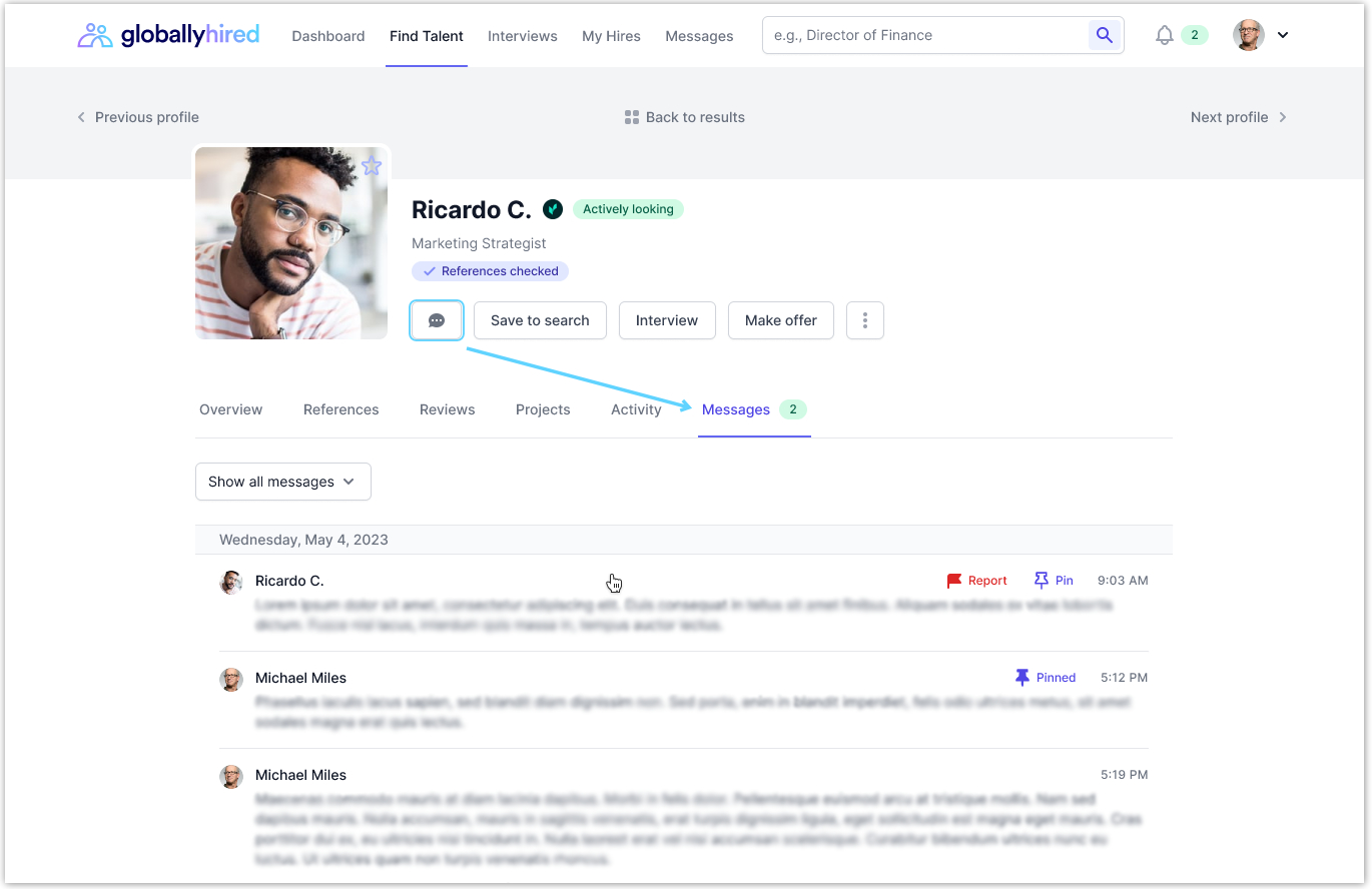 Message Candidates Directly on the AccountMakers Platform